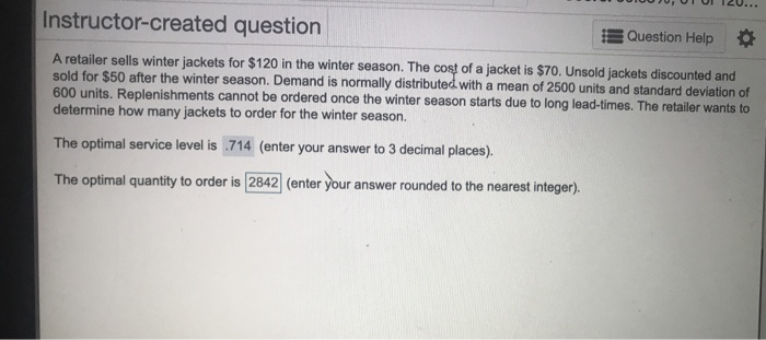 Solved Instructor-created question Question Help A retailer | Chegg.com