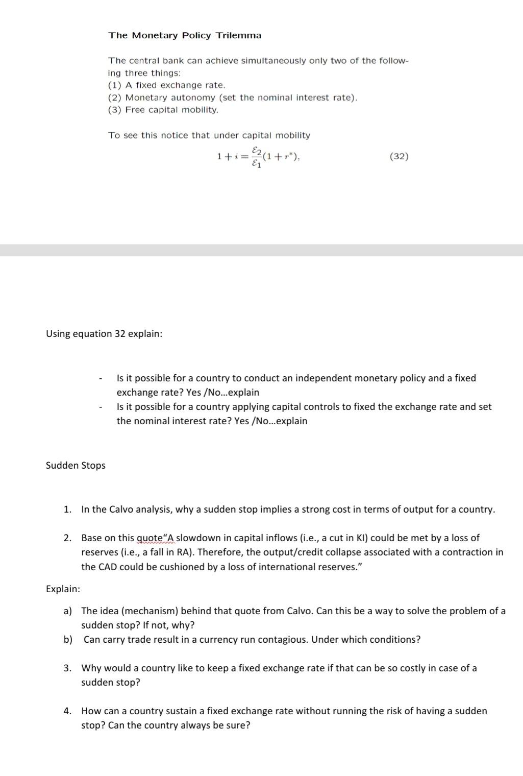Solved The Monetary Policy Trilemma The central bank can | Chegg.com