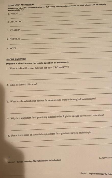 Solved COMPUTER ASSIGNMENT Research what the abbreviation | Chegg.com