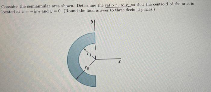 Solved Consider the semiannular area shown. Determine the | Chegg.com