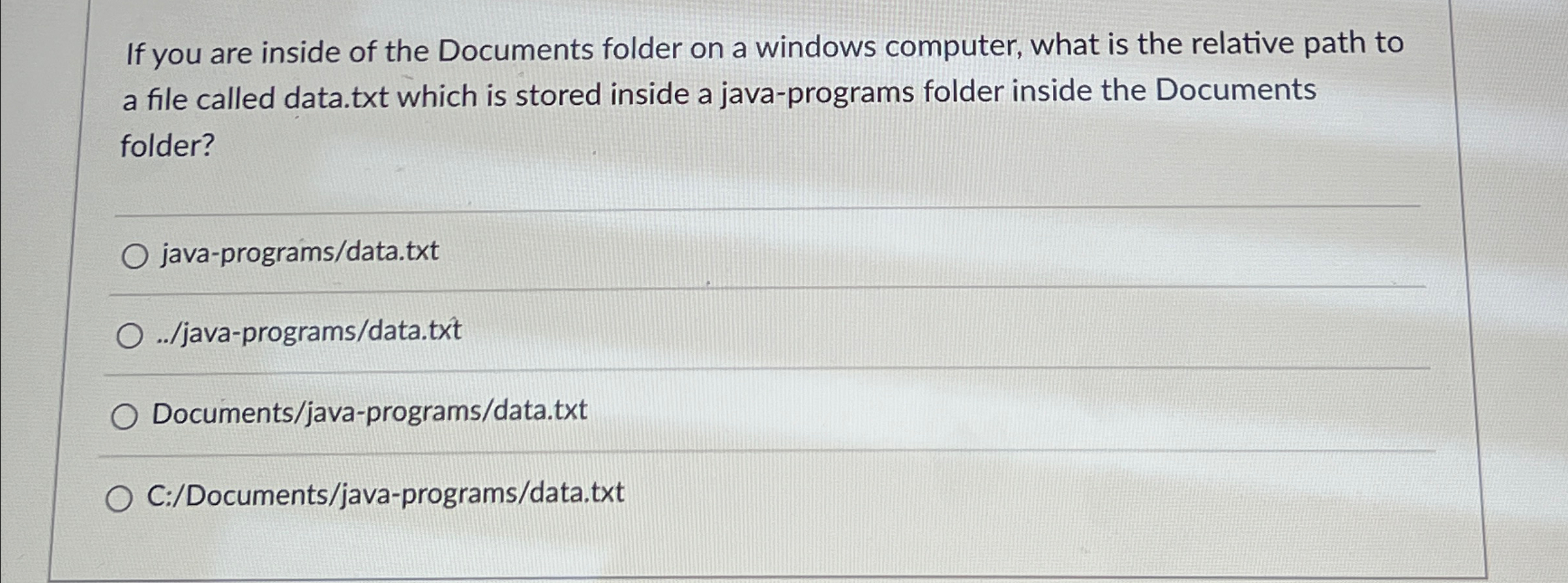 Solved If you are inside of the Documents folder on a | Chegg.com