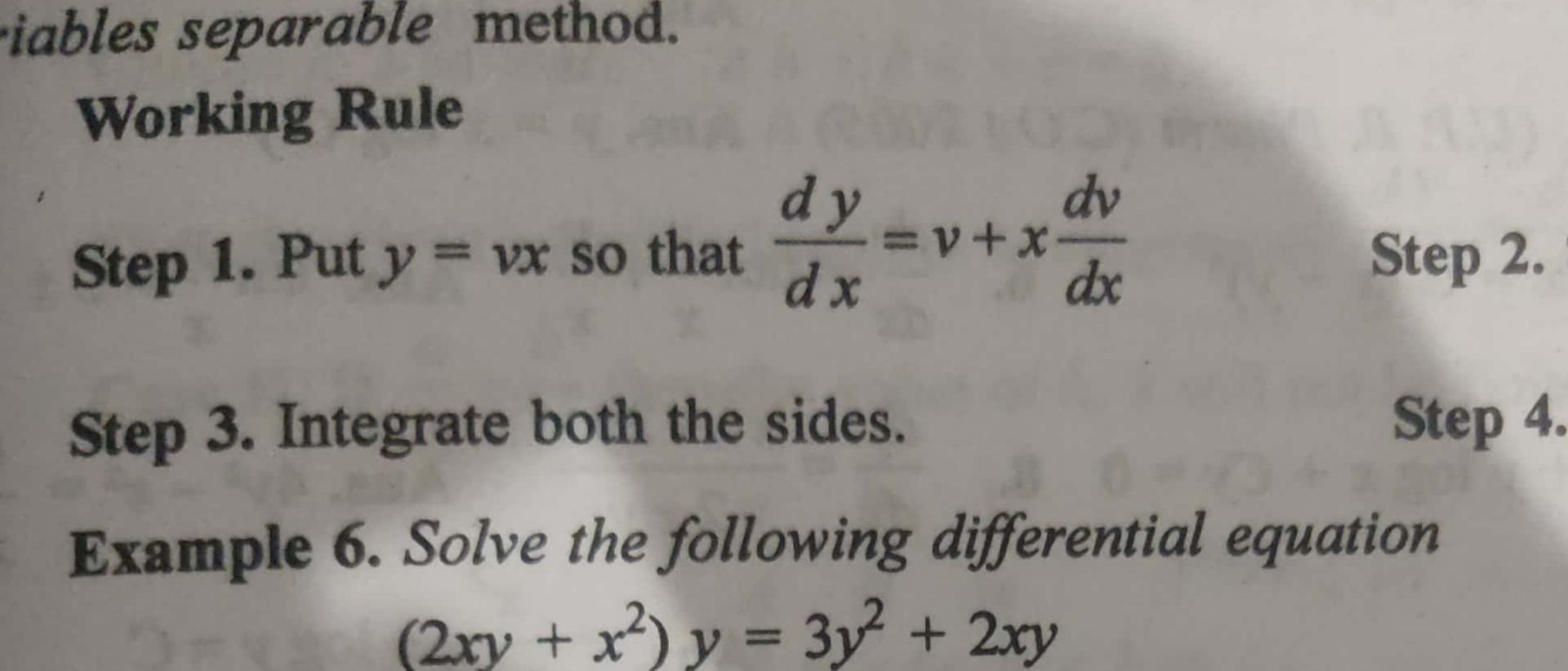 iables separable method.Working RuleStep 1. ﻿Put y=vx | Chegg.com