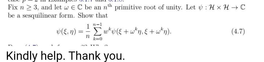 Solved Fix n≥3, and let ω∈C be an nth primitive root of | Chegg.com