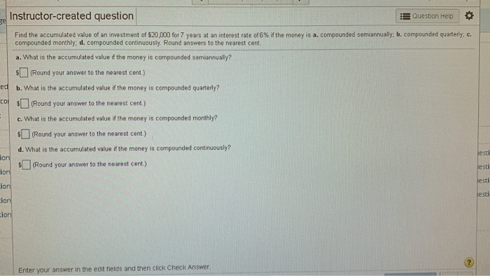 Solved Instructor-created question Question Help Find the | Chegg.com
