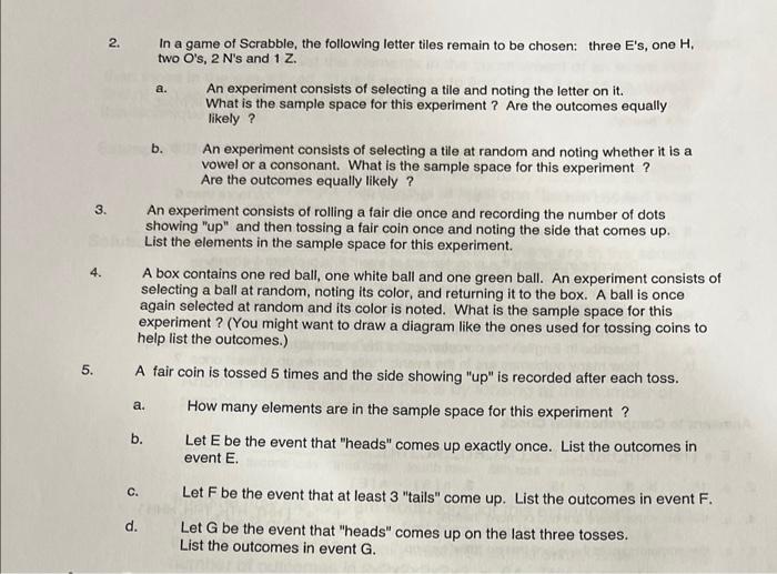 Solved 2. In a game of Scrabble, the following letter tiles | Chegg.com