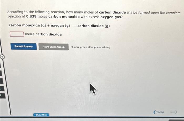 Solved According to the following reaction, how many moles | Chegg.com