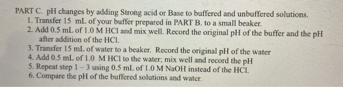 Solved PART B: Indirect method of preparing the Buffer. | Chegg.com