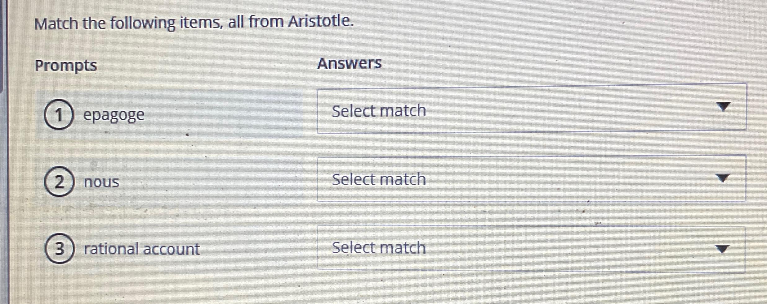 Solved Match the following items, all from | Chegg.com