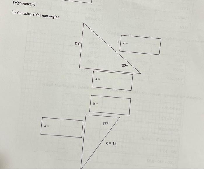 Solved Find Missing Sides And Angles Chegg