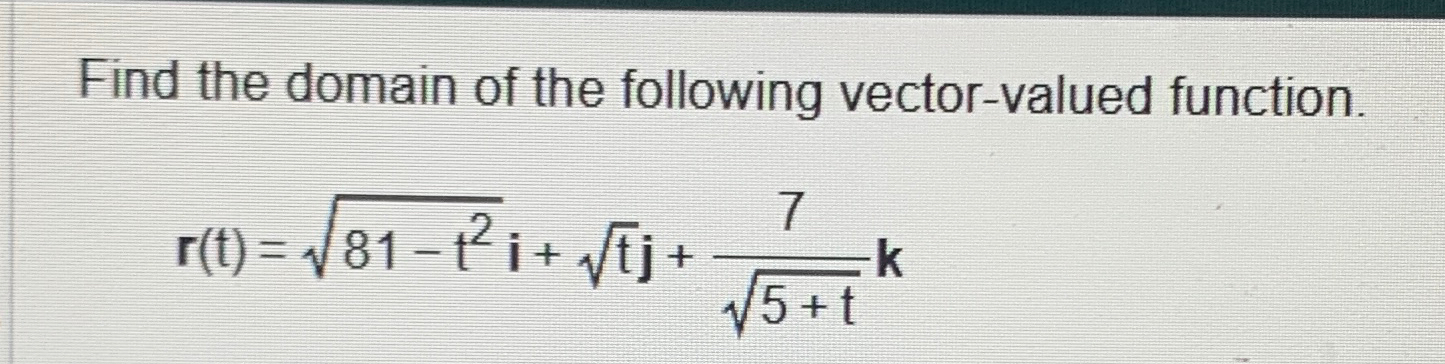 Solved Find the domain of the following vector-valued | Chegg.com