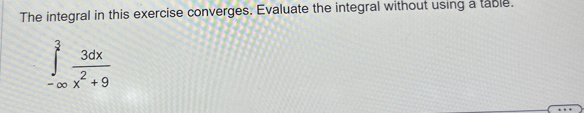 Solved The integral in this exercise converges. Evaluate the | Chegg.com