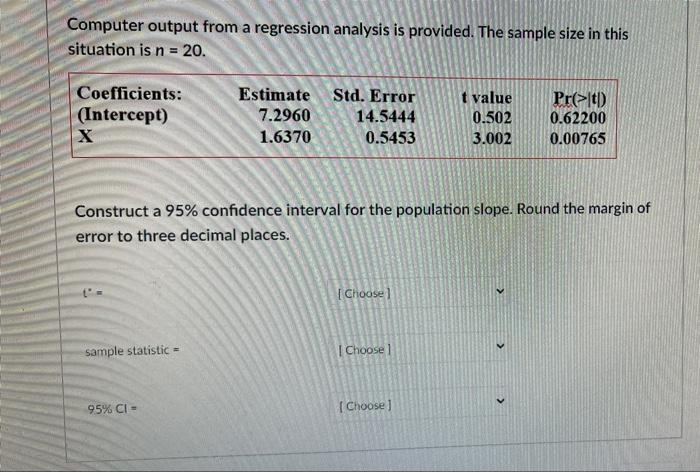 Solved Computer output from a regression analysis is | Chegg.com