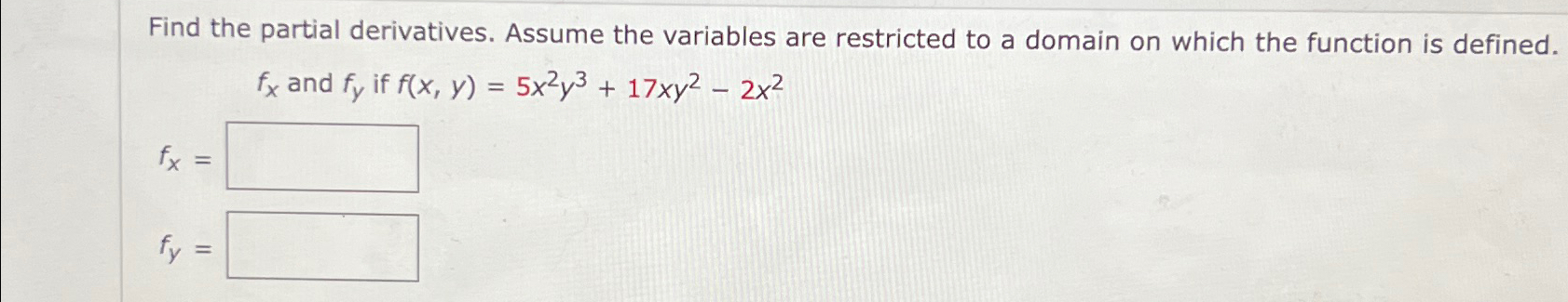 Solved Find the partial derivatives. Assume the variables | Chegg.com