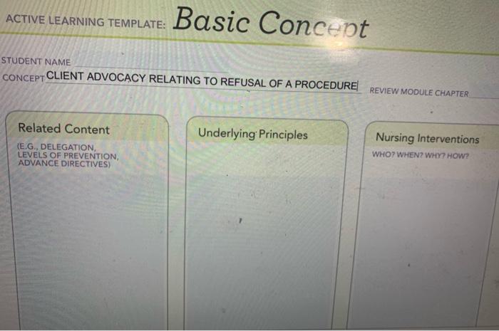Solved ACTIVE LEARNING TEMPLATE: Basic Concept STUDENT NAME | Chegg.com