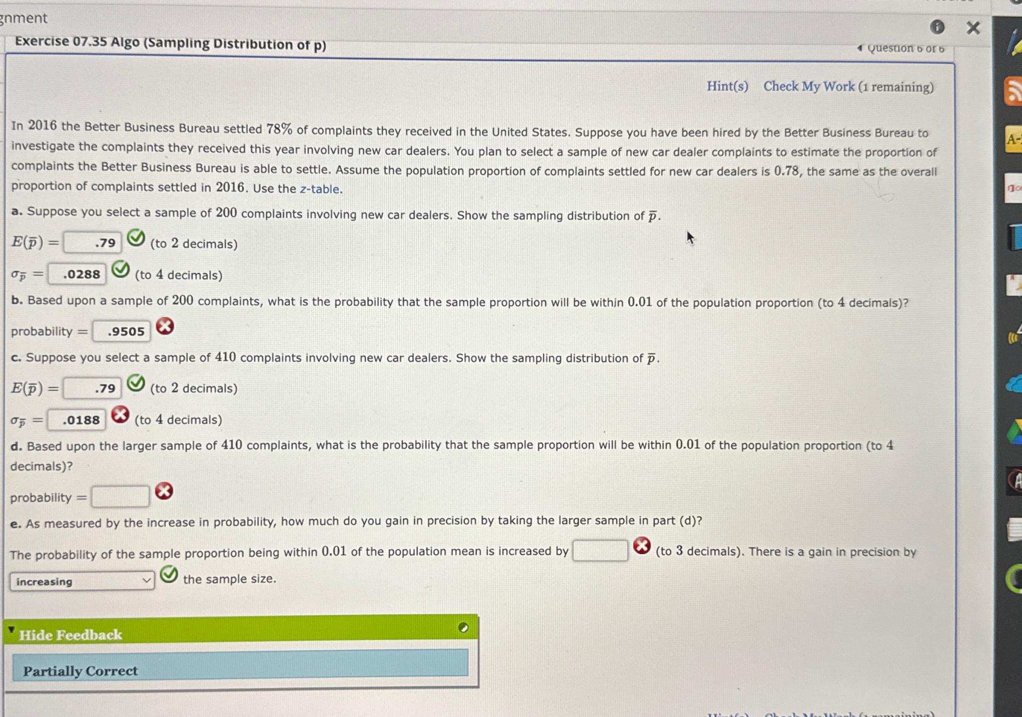 Solved Exercise 07.35 ﻿Algo (Sampling Distribution of | Chegg.com