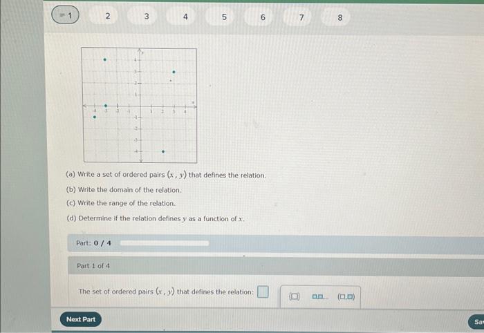 Solved A Write A Set Of Ordered Pairs X Y That Defines