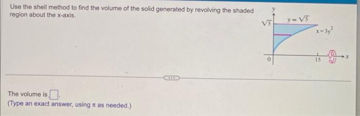 Solved Use the shell method to find the volume of the solid | Chegg.com