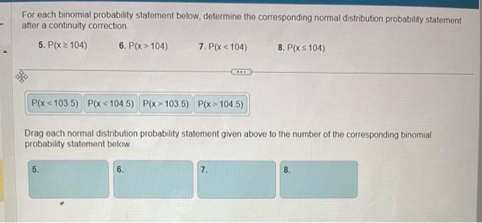 Solved For each binomial probability statement below, | Chegg.com