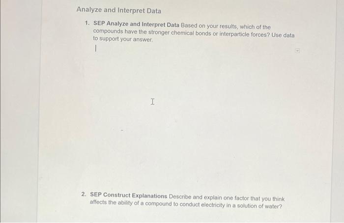 Solved Analyze and Interpret Data 1. SEP Analyze and | Chegg.com