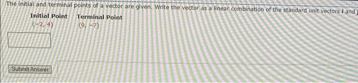 Solved The initial and terminal points of a vector are | Chegg.com