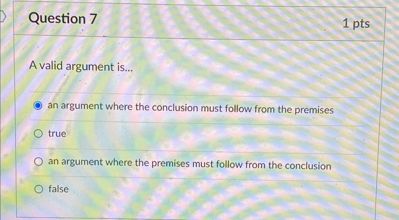 Solved Question 71 ﻿ptsA valid argument is...an argument | Chegg.com