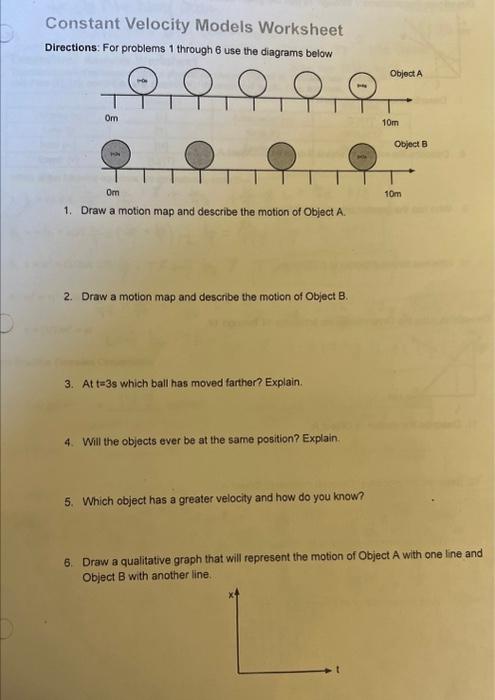 Constant Velocity Models Worksheet Directions: For | Chegg.com