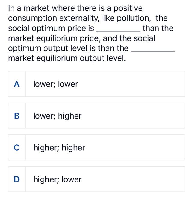 Solved In a market where there is a positive consumption | Chegg.com