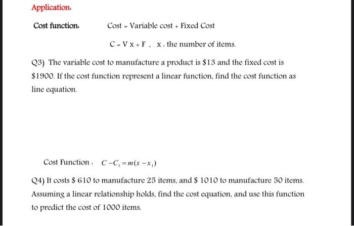 Solved Cost function, Cost = Variable cost + Fixed cost | Chegg.com