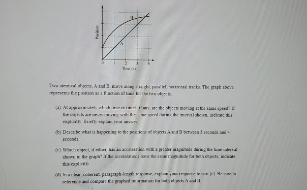Solved Position 0 Ti) Two identical objects, A and B. move | Chegg.com