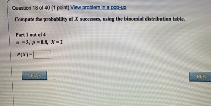 Solved Question 18 of 40 (1 point) View problem in a pop-up | Chegg.com