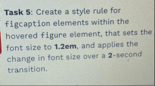 Task 5: Create a style rule for figcaption elements | Chegg.com