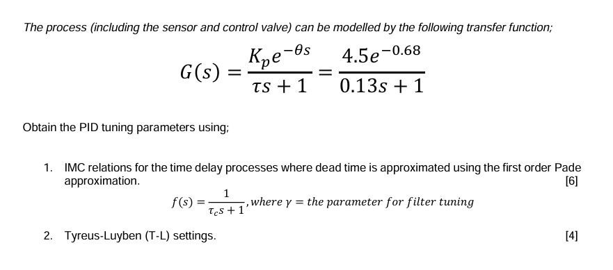 Solved The process (including the sensor and control valve) | Chegg.com