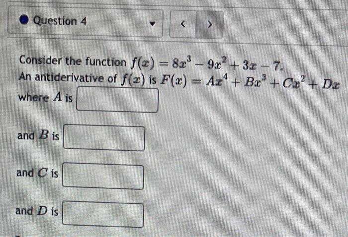 Solved Consider the function f(x)=8x3−9x2+3x−7 An | Chegg.com