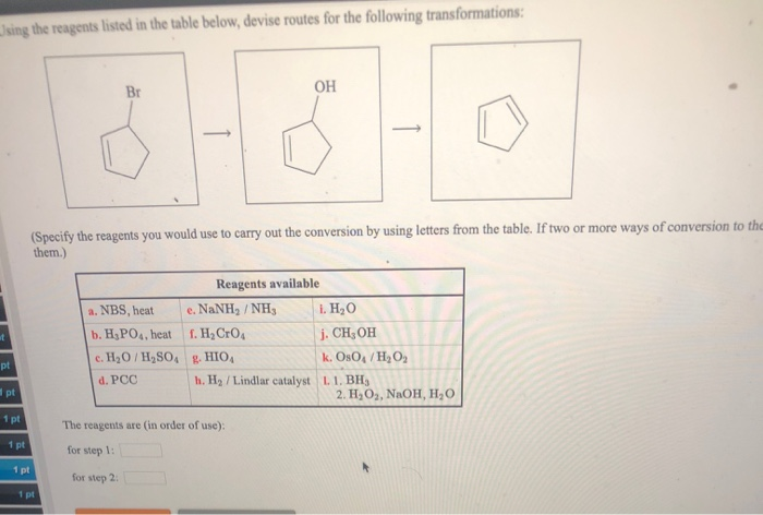 Solved sing the reagents listed in the table below, devise | Chegg.com