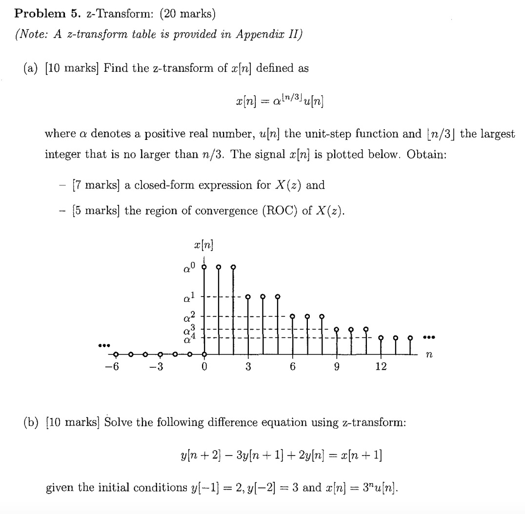 Solved Problem 5. ﻿z-Transform: (20 ﻿marks)(Note: A | Chegg.com