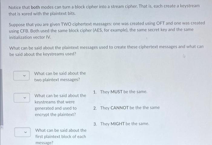 Solved Initialization Vector (IV) Key block cipher | Chegg.com