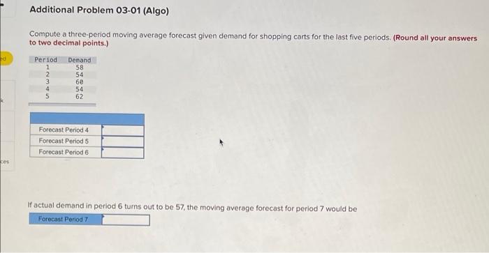 Solved Additional Problem 03-01 (Algo) Compute a | Chegg.com