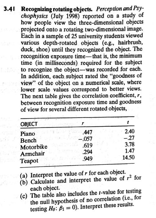 Solved 3.41 Recognizing rotating objects. Perception and | Chegg.com