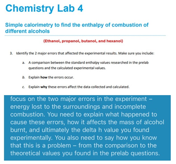 Solved focus on the two major errors in the experiment | Chegg.com