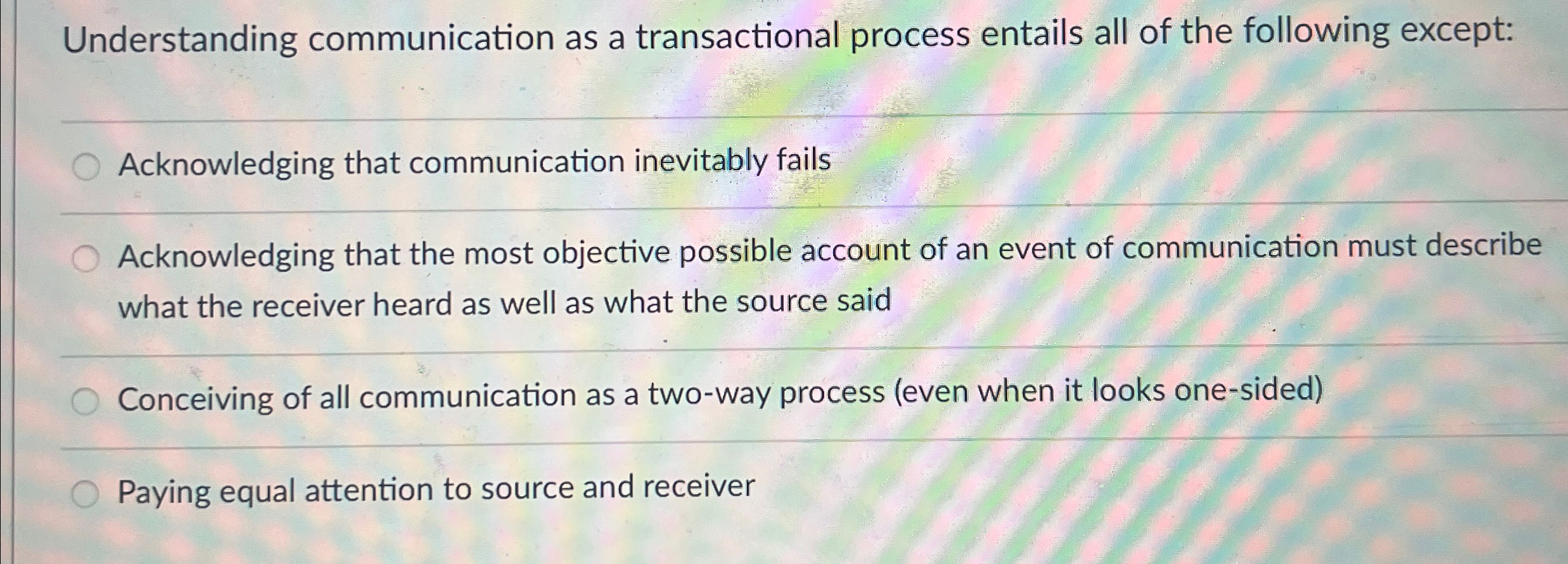 Solved Understanding communication as a transactional | Chegg.com