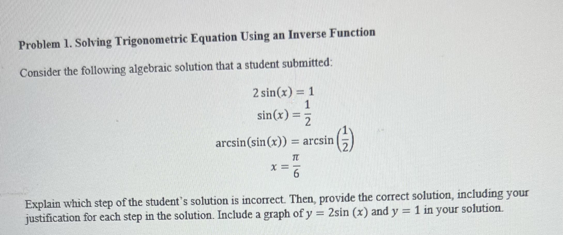 Solved Problem 1. ﻿Solving Trigonometric Equation Using an | Chegg.com