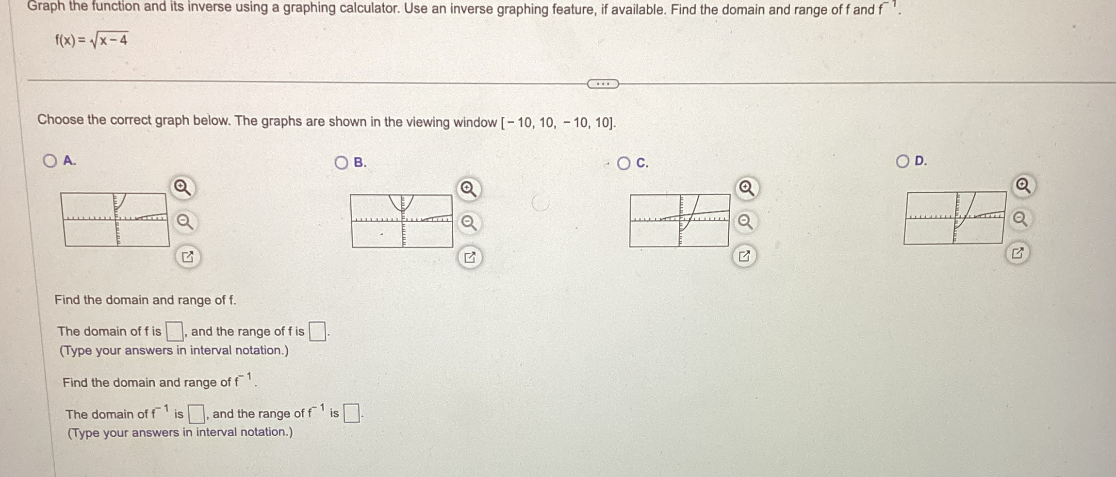 Solved Graph the function and its inverse using a graphing | Chegg.com