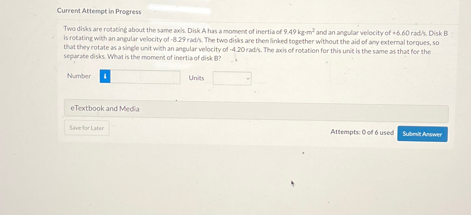 Solved Current Attempt in ProgressTwo disks are rotating | Chegg.com