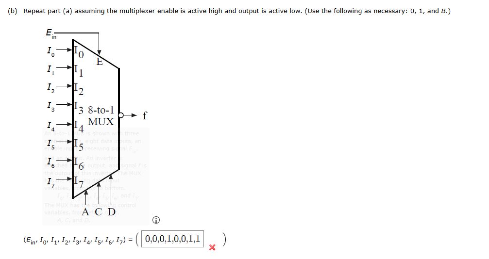 Solved Repeat part (a) ﻿assuming the multiplexer enable is | Chegg.com