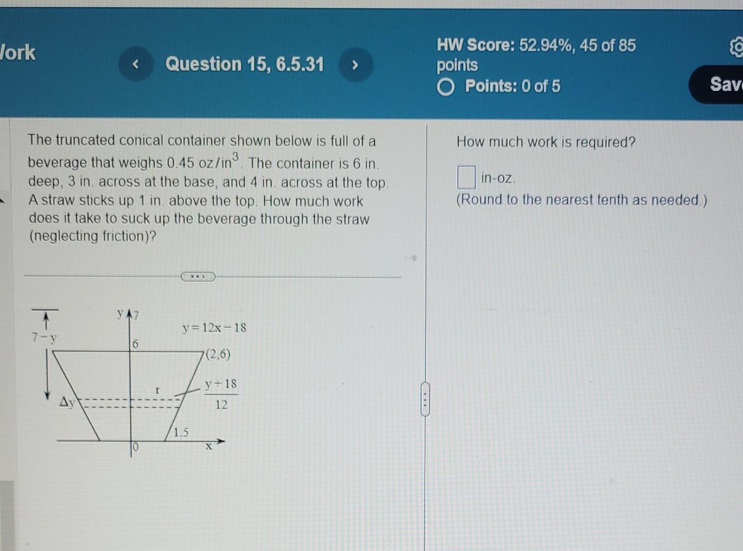 Solved The truncated conical container shown below is full | Chegg.com