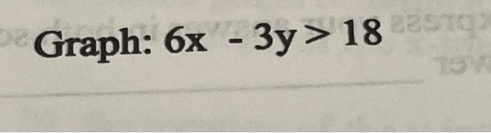 Solved Graph: 6x - 3y > 18 sq | Chegg.com