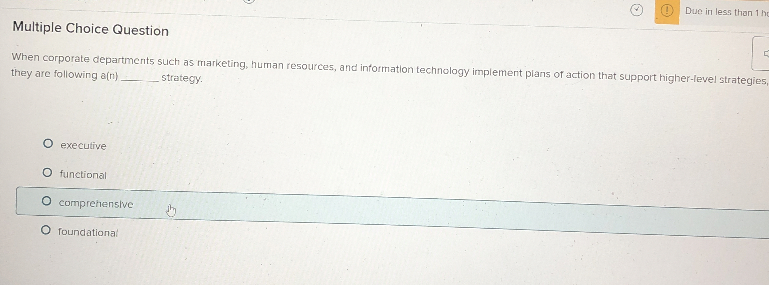 Solved Multiple Choice QuestionDue in less than 1 ﻿hcthey | Chegg.com