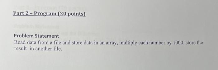 Solved Problem Statement Read data from a file and store | Chegg.com
