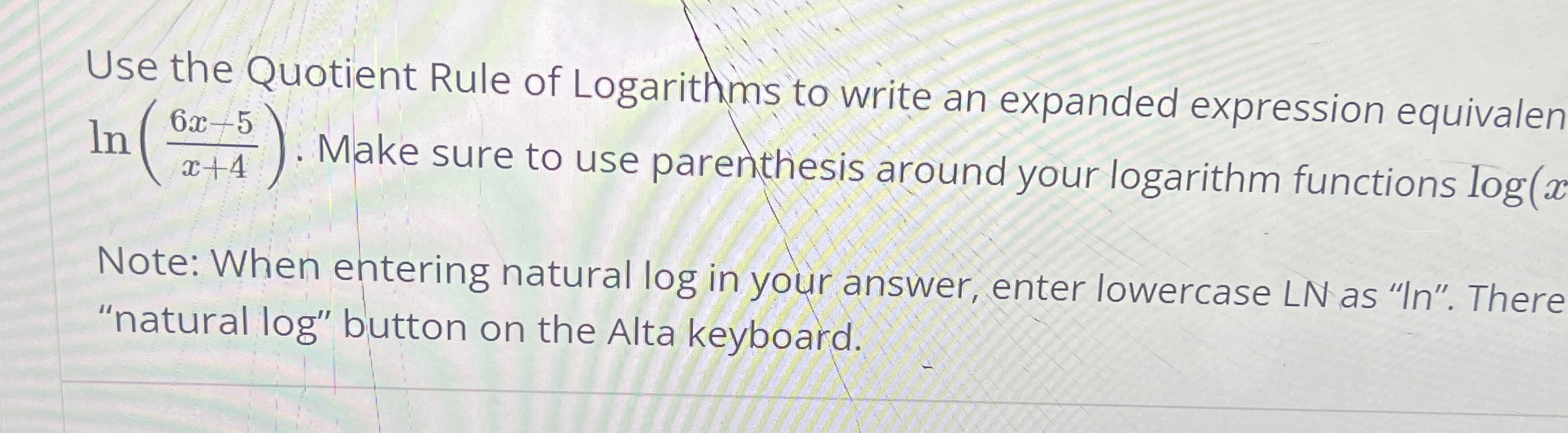 Solved Use the Quotient Rule of Logarithms to write an | Chegg.com