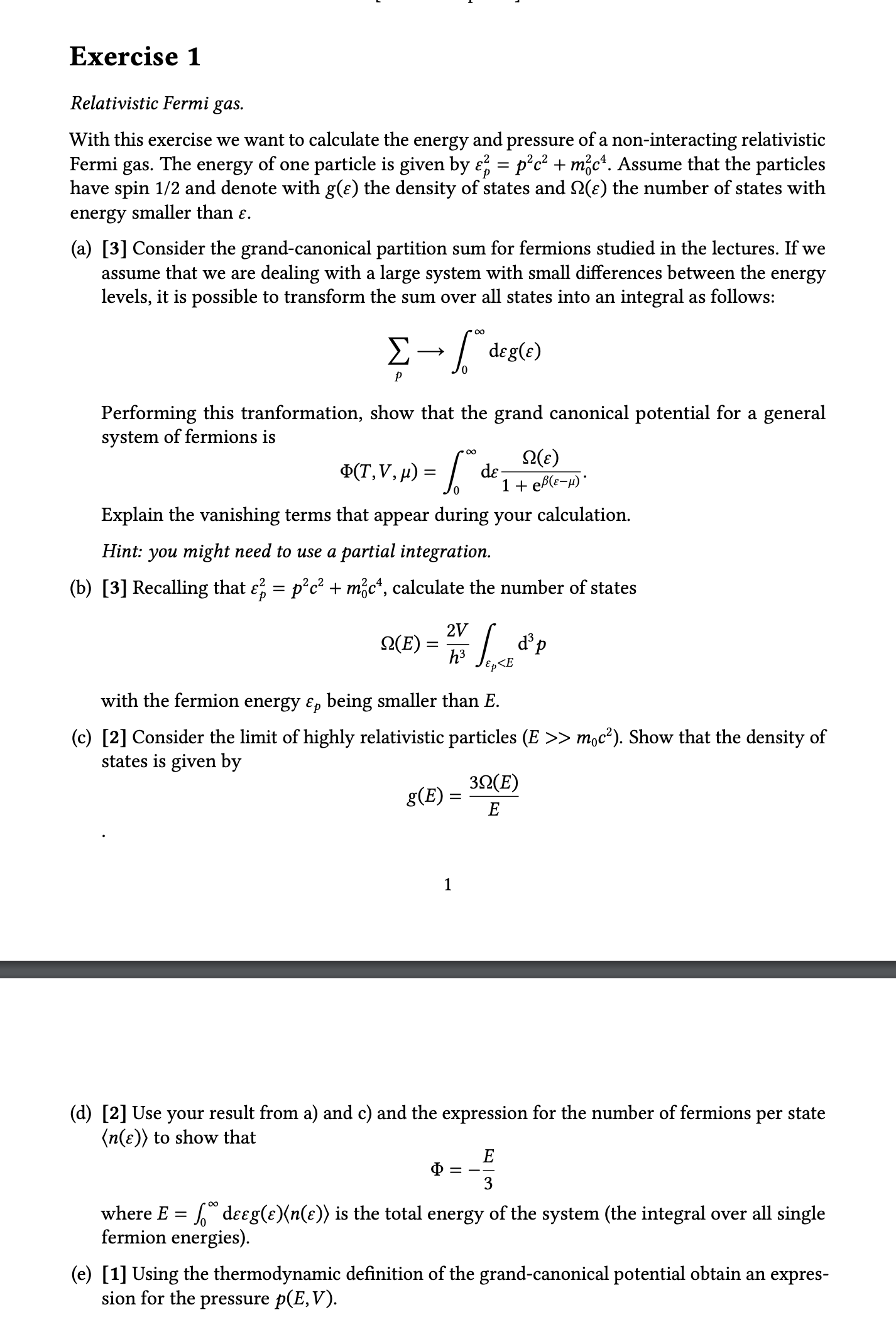 Solved Exercise 1Relativistic Fermi gas.With this exercise | Chegg.com Solved Exercise 1Relativistic Fermi gas.With this exercise | Chegg.com
